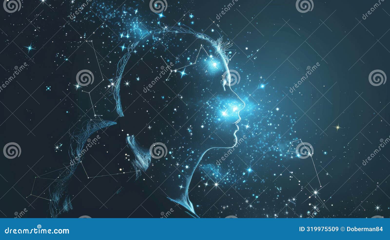 Virgo Represented As a Maiden in a Starry Night Sky with Constellations ...