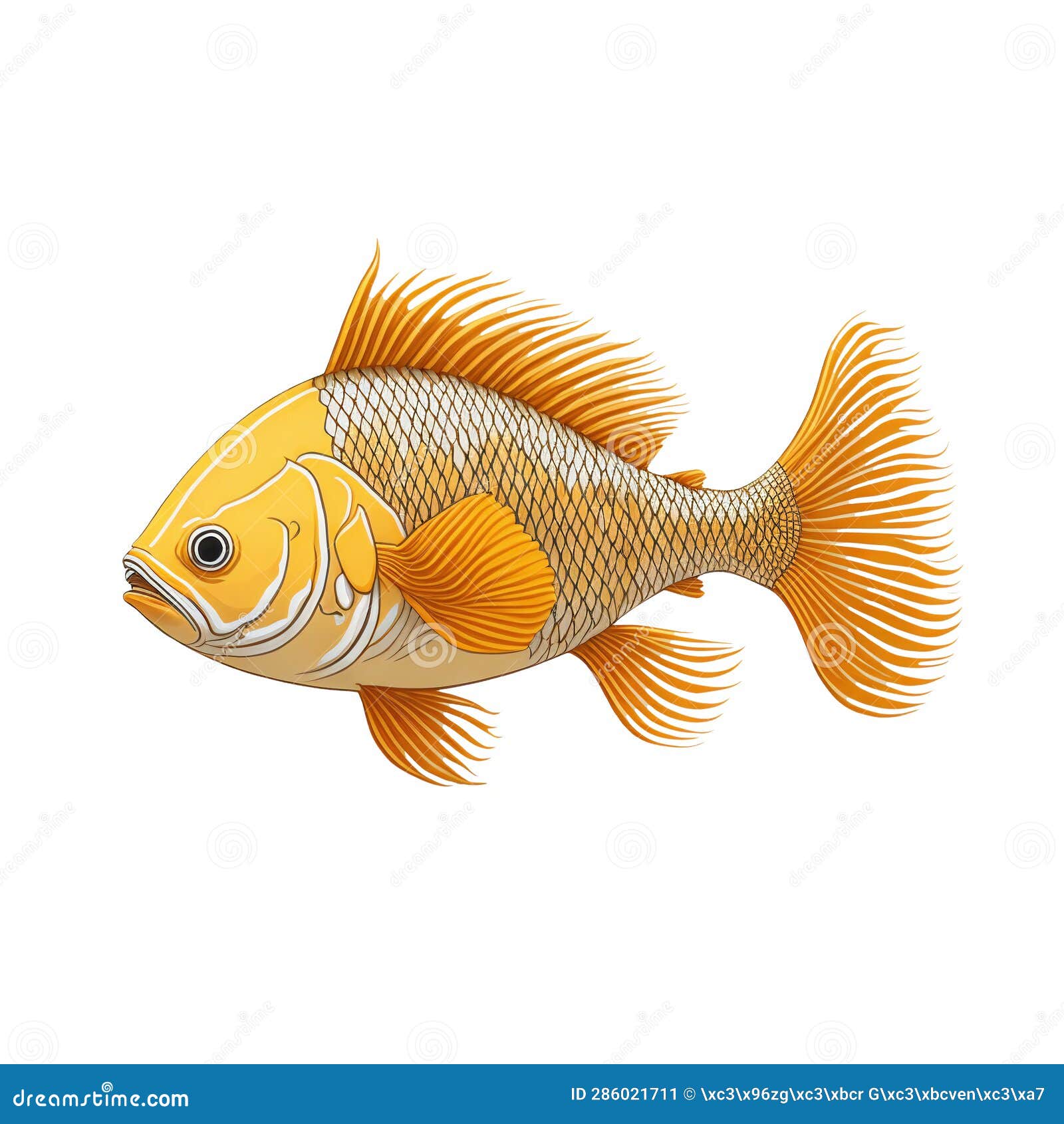 Digital Illustration of a Yellow Aquarium Fish Stock Illustration ...