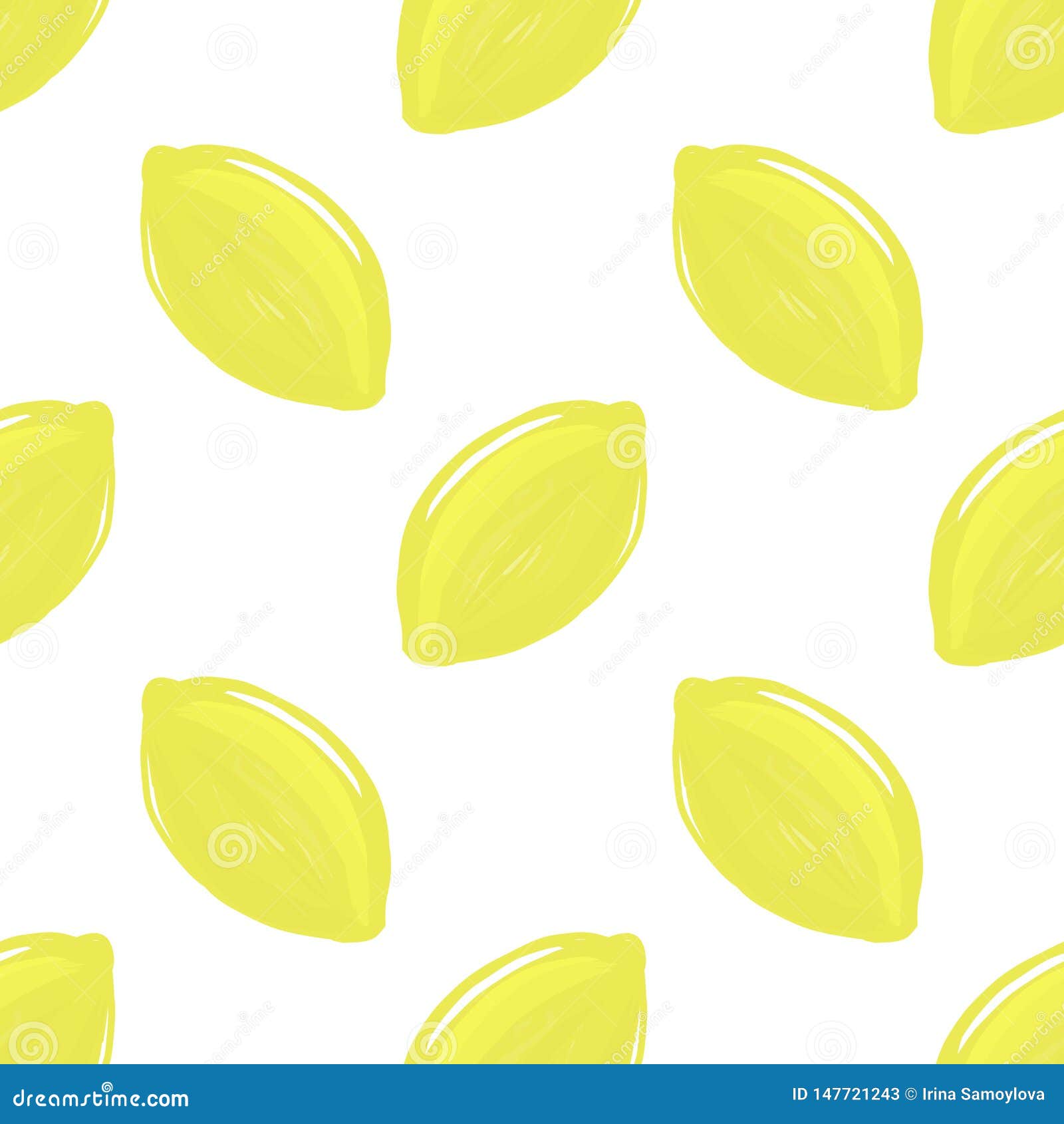 Digital Illustration Yellow Lemon Pattern on White Background Stock ...