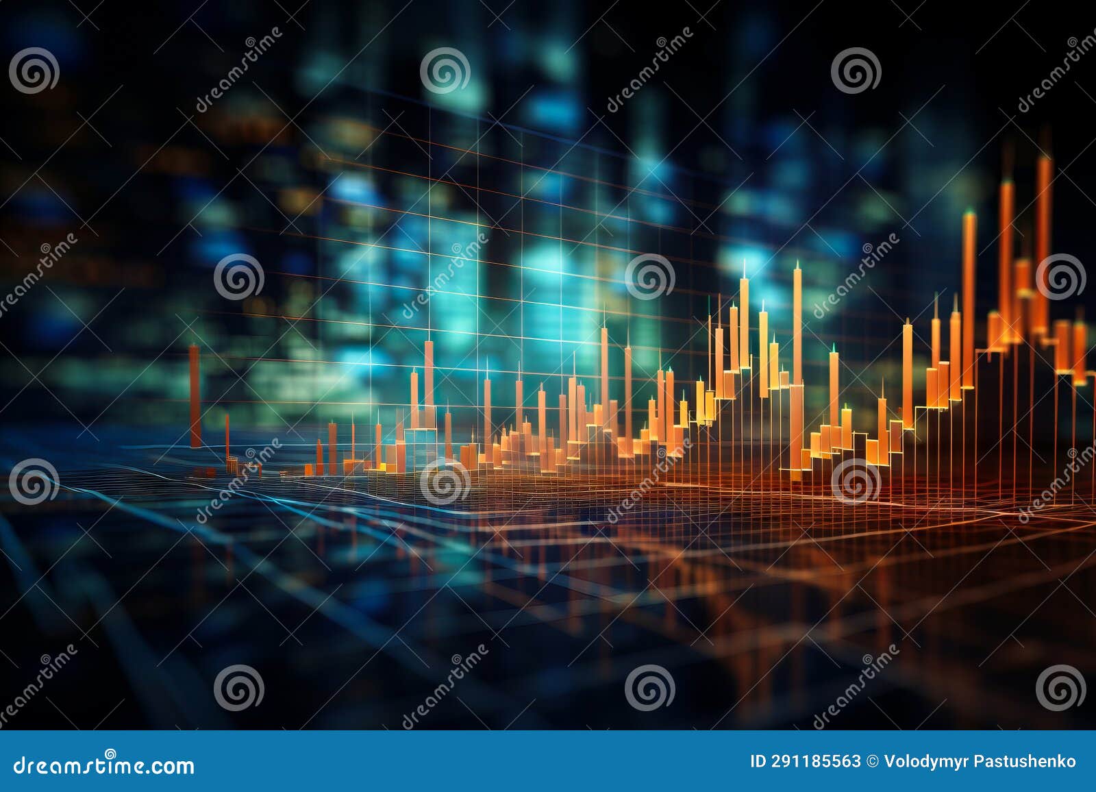 Digital Image of Bar Chart with Blue Background. Generative AI Stock ...