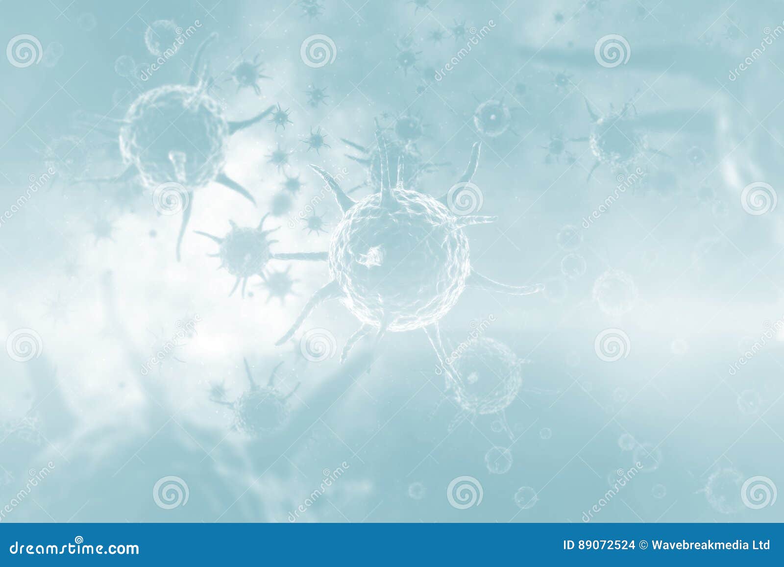 Digital Image of Blue Virus 3d Stock Illustration - Illustration of ...