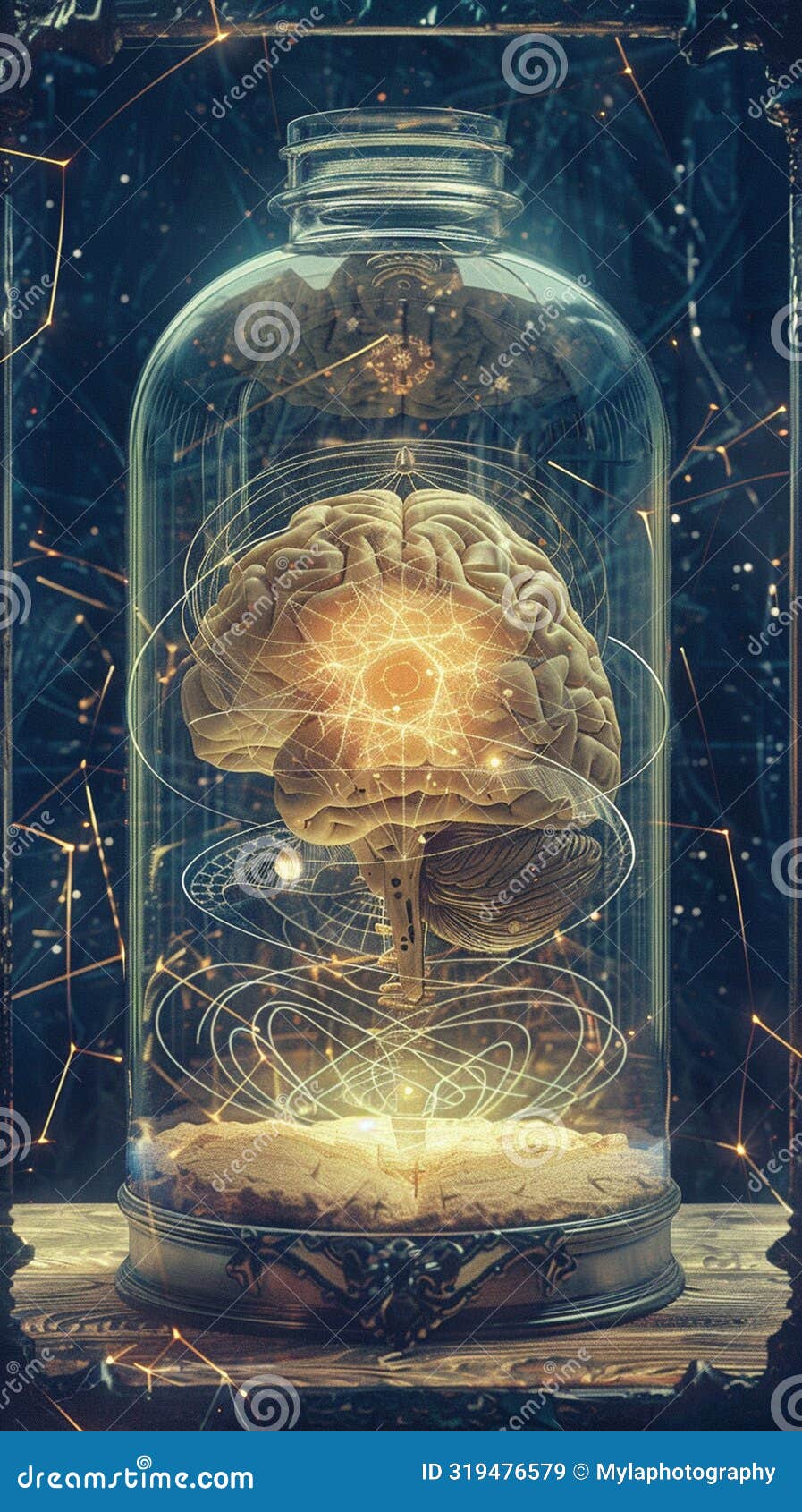 A Digital Image of a Brain in a Jar is Displayed Stock Illustration ...