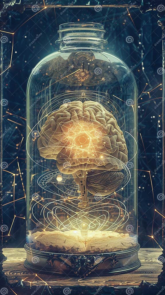 A Digital Image of a Brain in a Jar is Displayed Stock Illustration ...