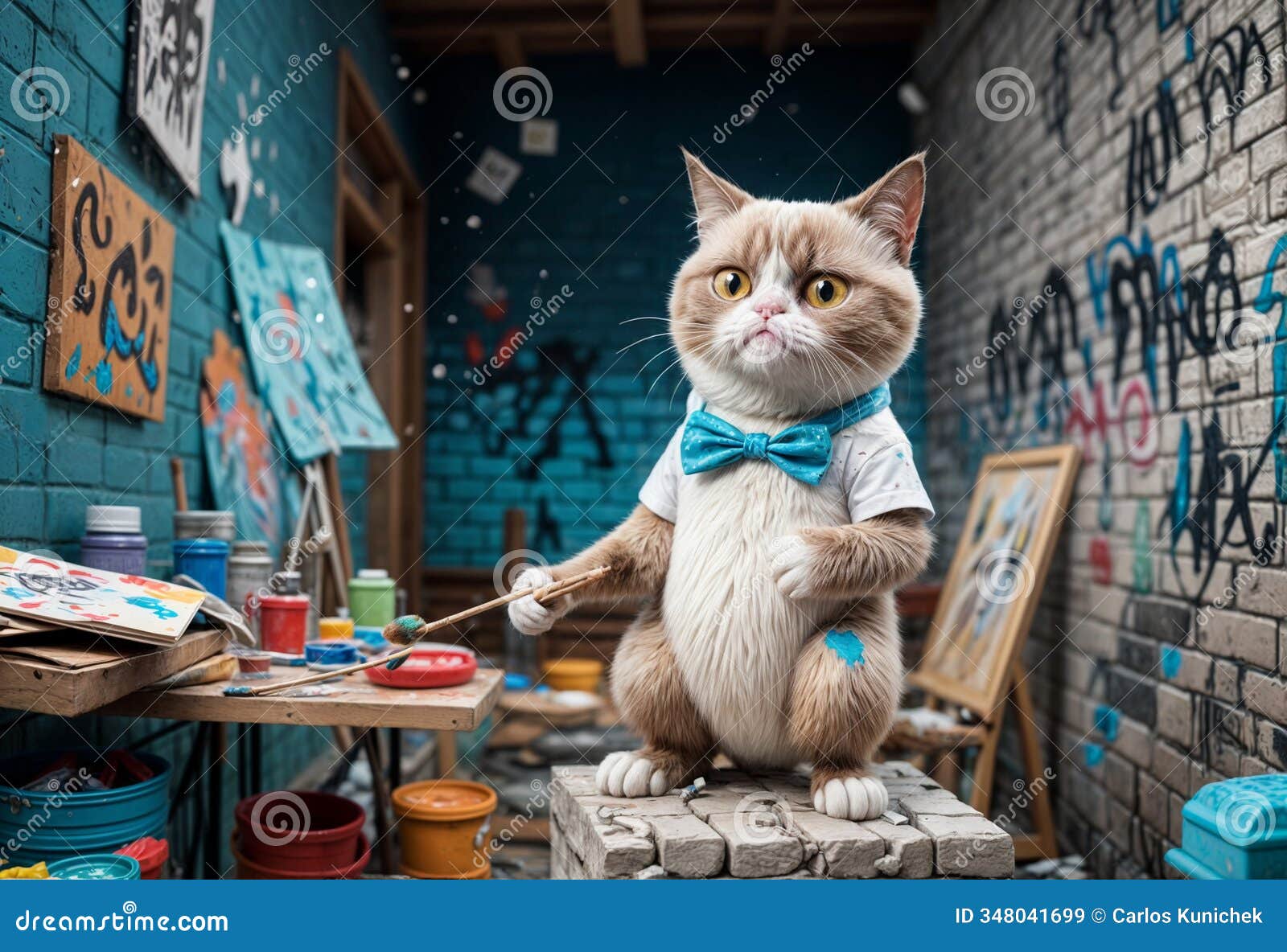Digital Image of a 3d Model of a Whimsical, Quirk, Grumpy Cat, Dressed ...