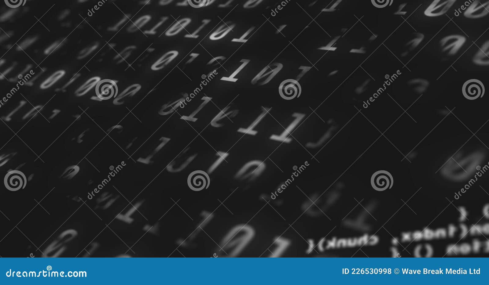Digital Image Of Data Processing Over Binary Coding Data Processing On Black Background Stock