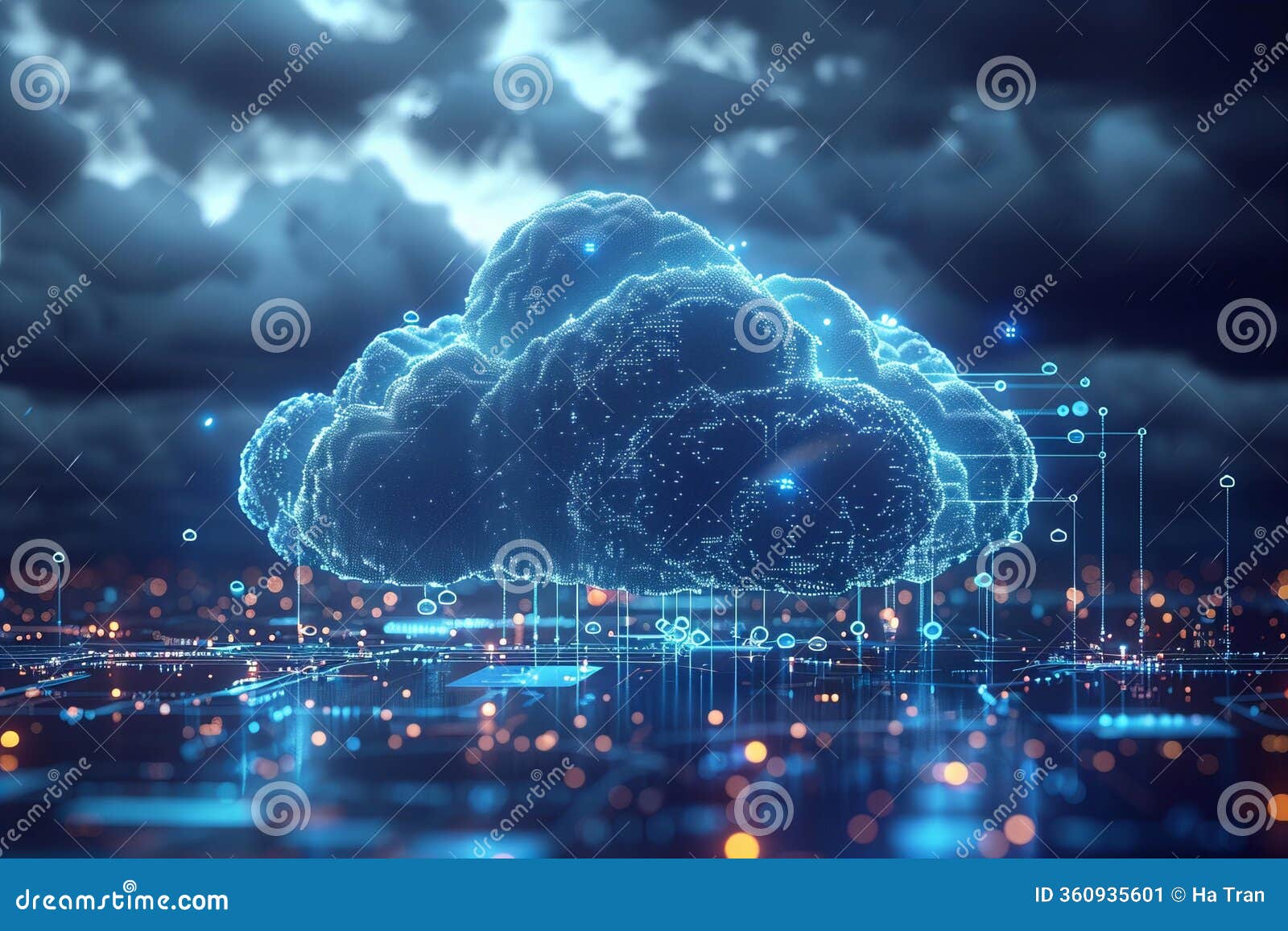 Digital Image of Digital Background Featuring Cloud Technology, Dark ...