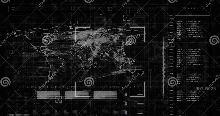 Digital Image Displays Data Analysis and Earth Map on a Green Screen ...