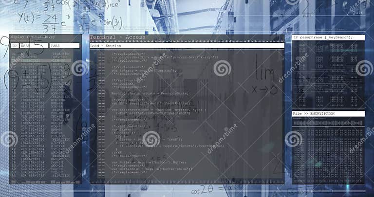 Digital Image Displays Math Problems and Programming on a Green ...