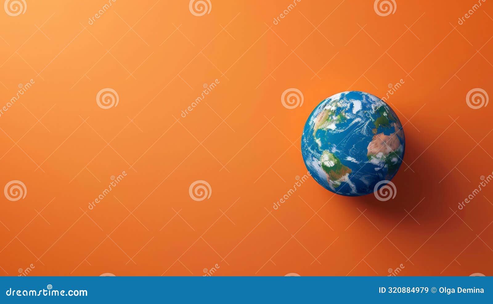 Digital Image of Earth Against a Bright Orange Background. Symbolizes ...