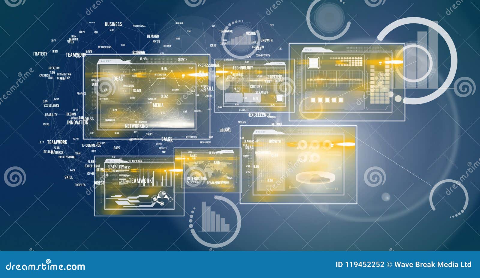 Digital Image of Digital Files and Statistical Symbols Stock ...