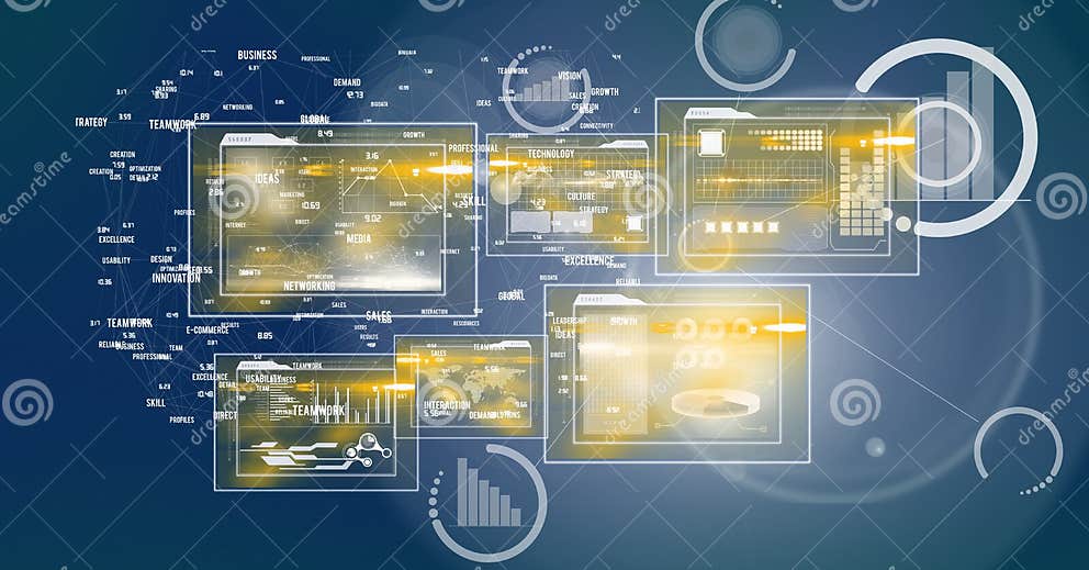 Digital Image of Digital Files and Statistical Symbols Stock ...
