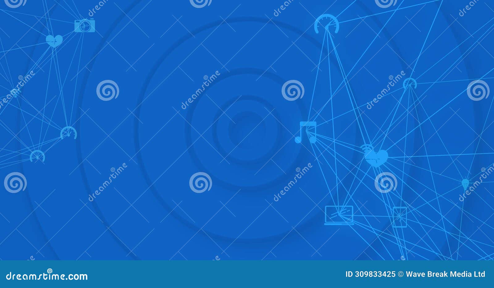 Digital Image of Globe of Network of Connections Against Concentric ...
