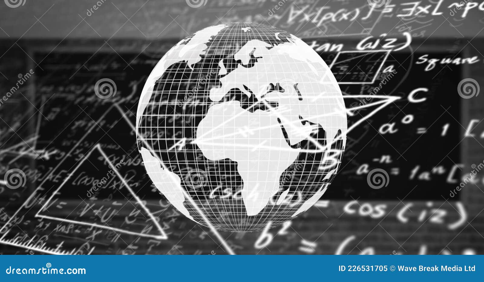 No People Digital Image Globe Spinning Mathematical Equation Black ...