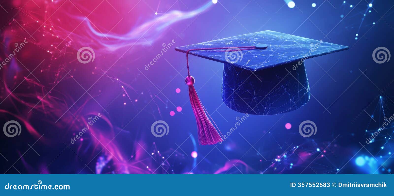 A Digital Image of a Graduation Cap Formed by Shining Data Links ...
