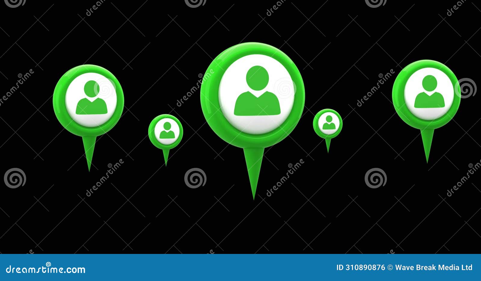 Digital Image of Green Profile Icon on Pins Hovering in the Middle of ...