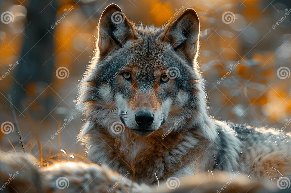 Digital Image of Grey Wolf in a Forest, High Quality, High Resolution Stock Illustration ...
