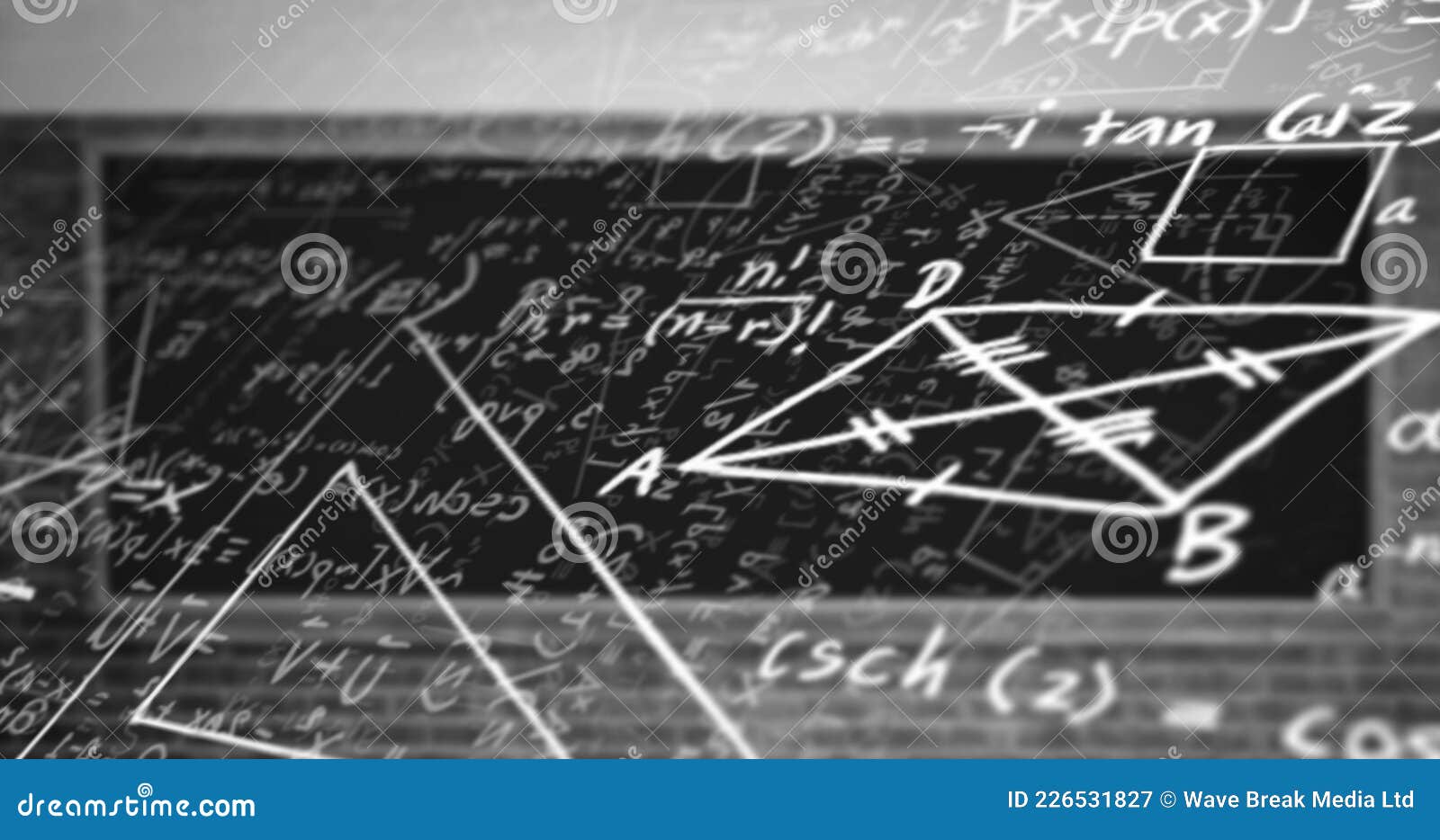 Digital Image Of Mathematical Equations And Diagrams Floating Against ...