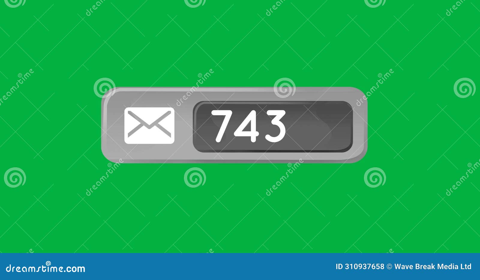 Digital Image of a Message Icon and Increasing Number Inside a Grey Box ...