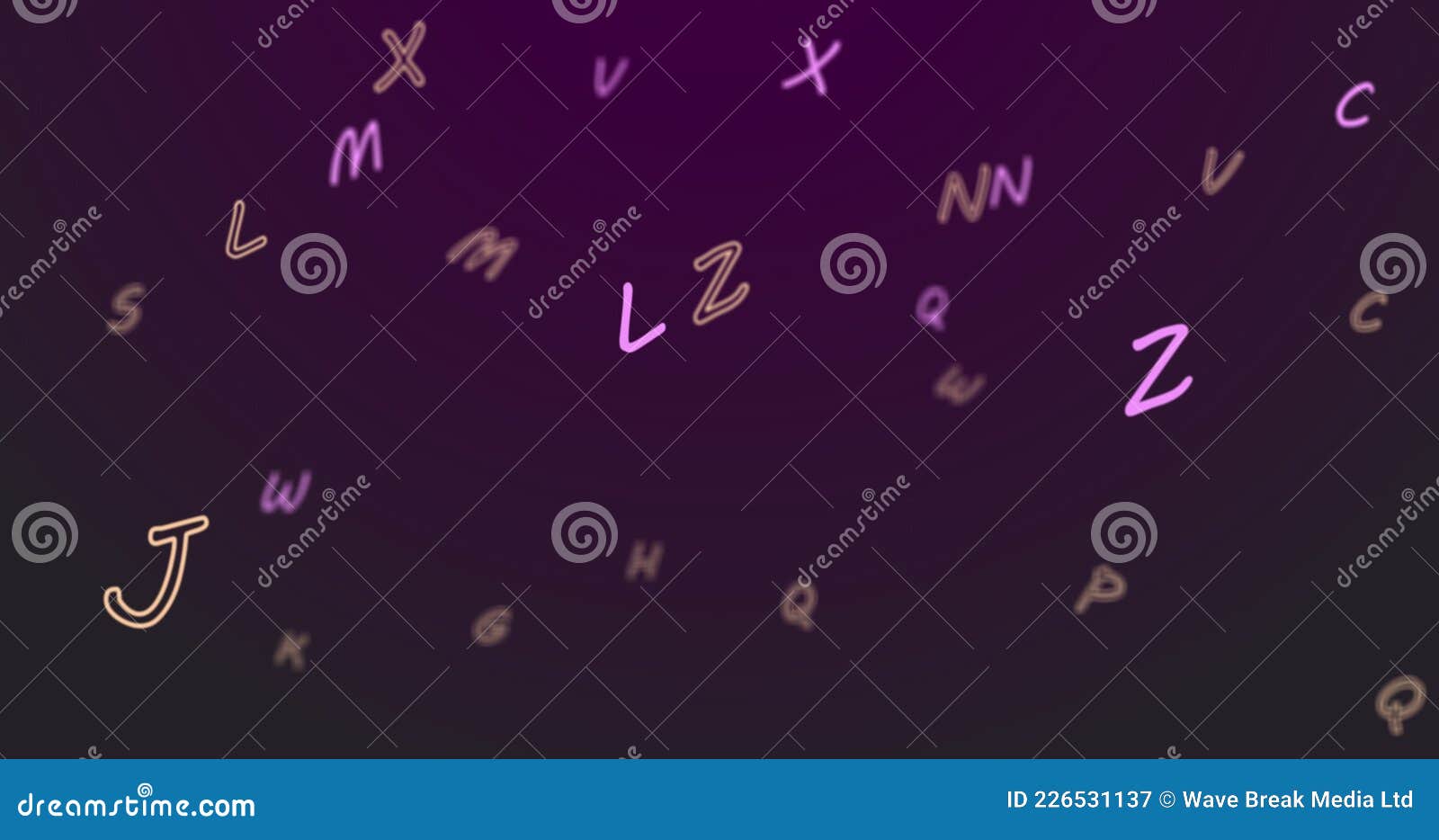 Digital Image Of Multiple Alphabets Floating And Moving Against Purple ...