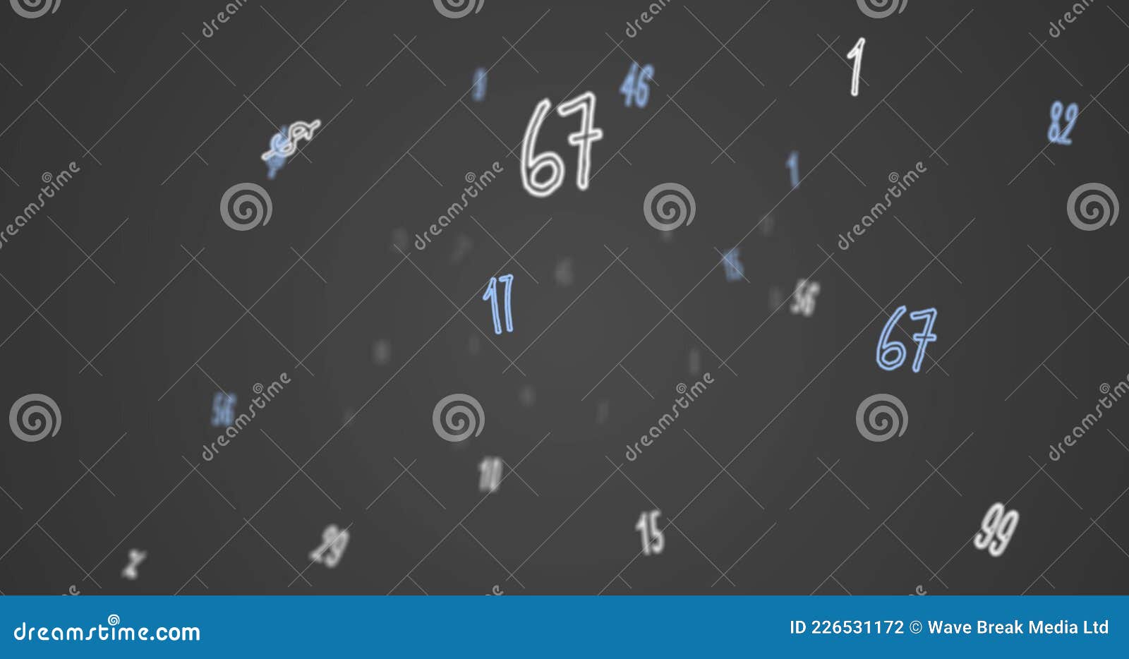 Digital Image of Multiple Numbers Floating and Moving Against Grey ...