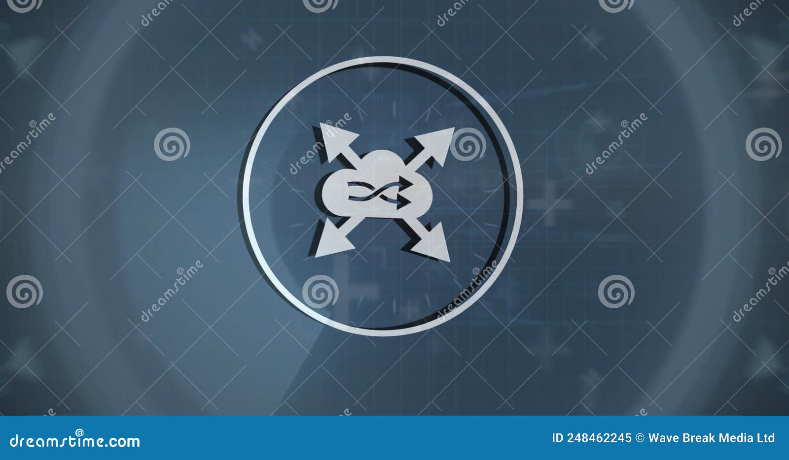 Digital Image of Network of Multiple Digital Icons Against Round ...