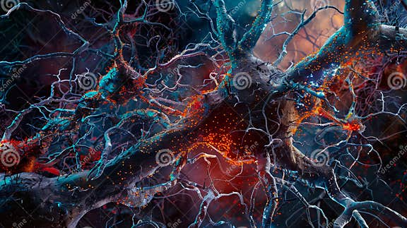 A Digital Image of Neurons and Their Connections Stock Image - Image of ...