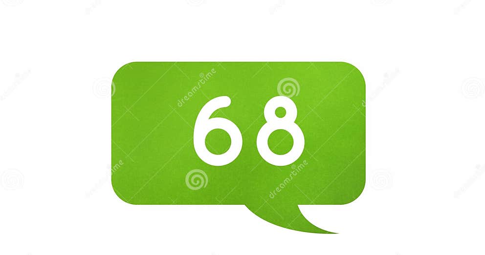 Digital Image of Numbers Increasing Inside a Green Chat Box on a White ...
