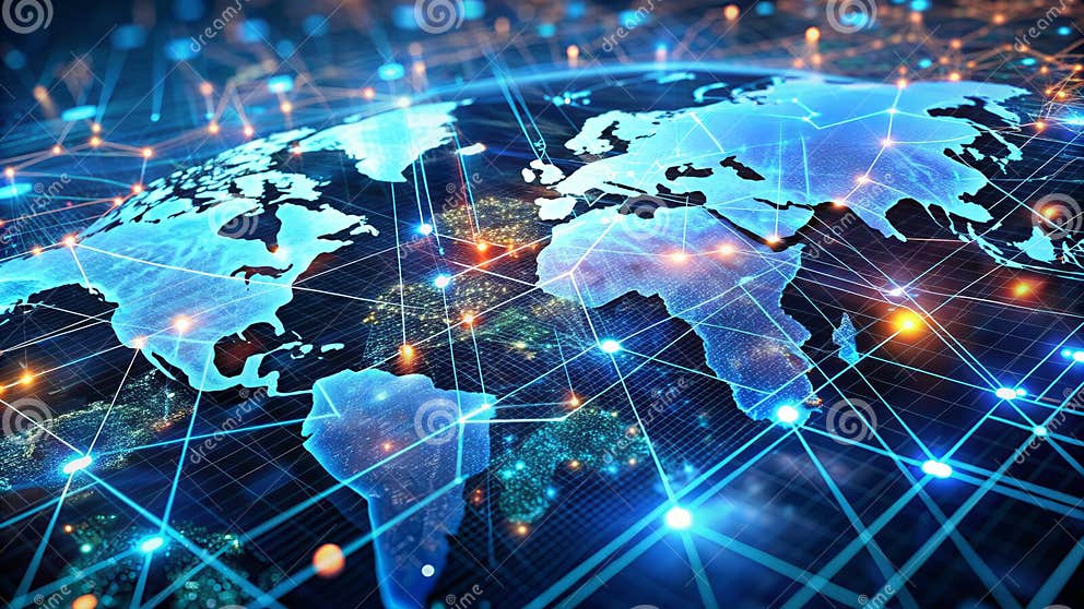 A Digital Image of Planet Earth with a Glowing Network of Connections ...