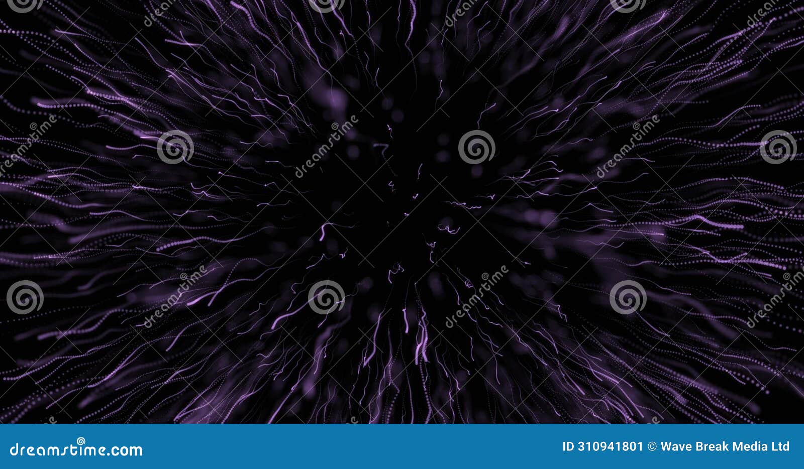 Digital Image of Purple Light Trail Exploding Against Black Background ...