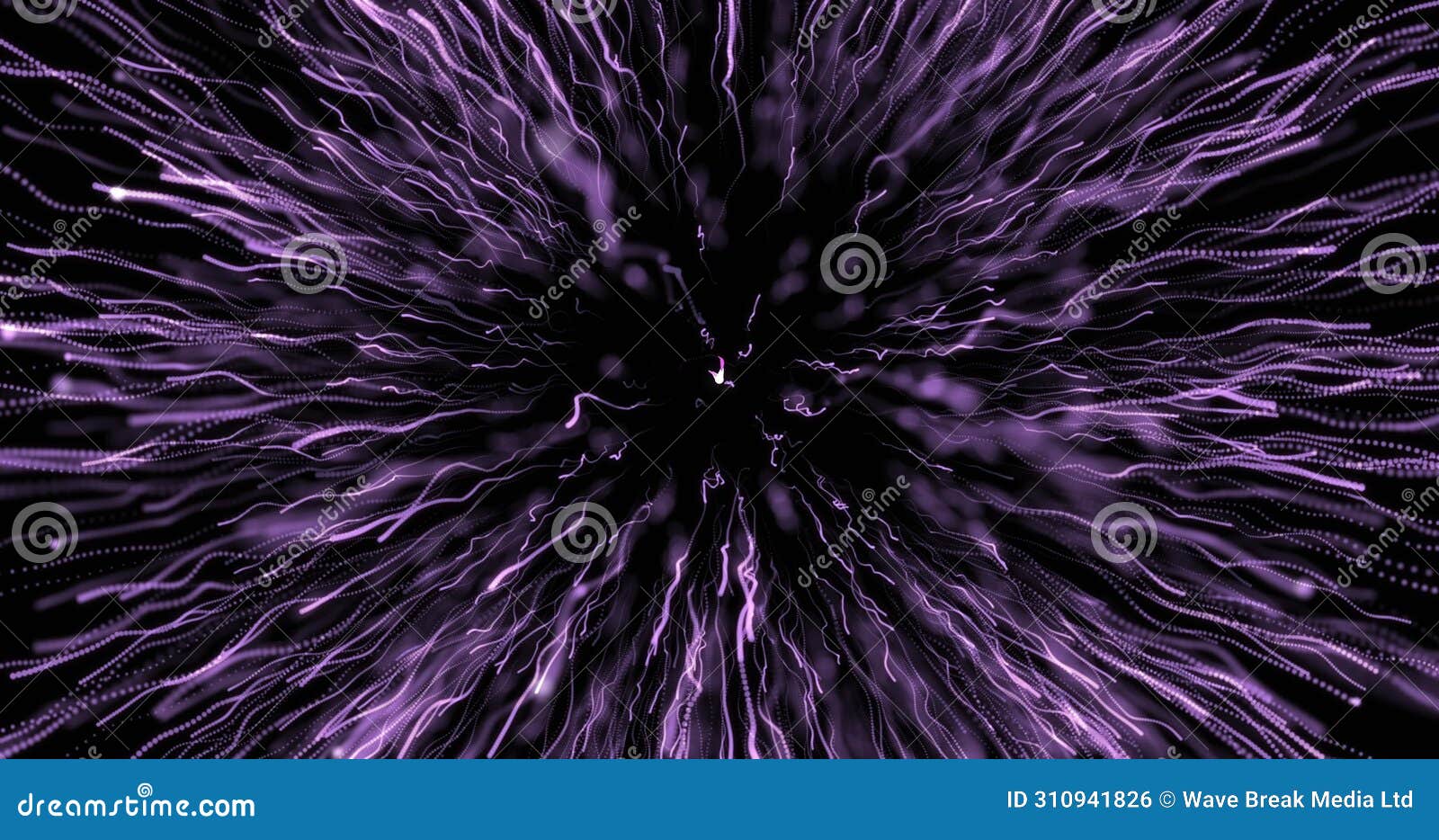 Digital Image of Purple Light Trail Exploding Against Black Background ...