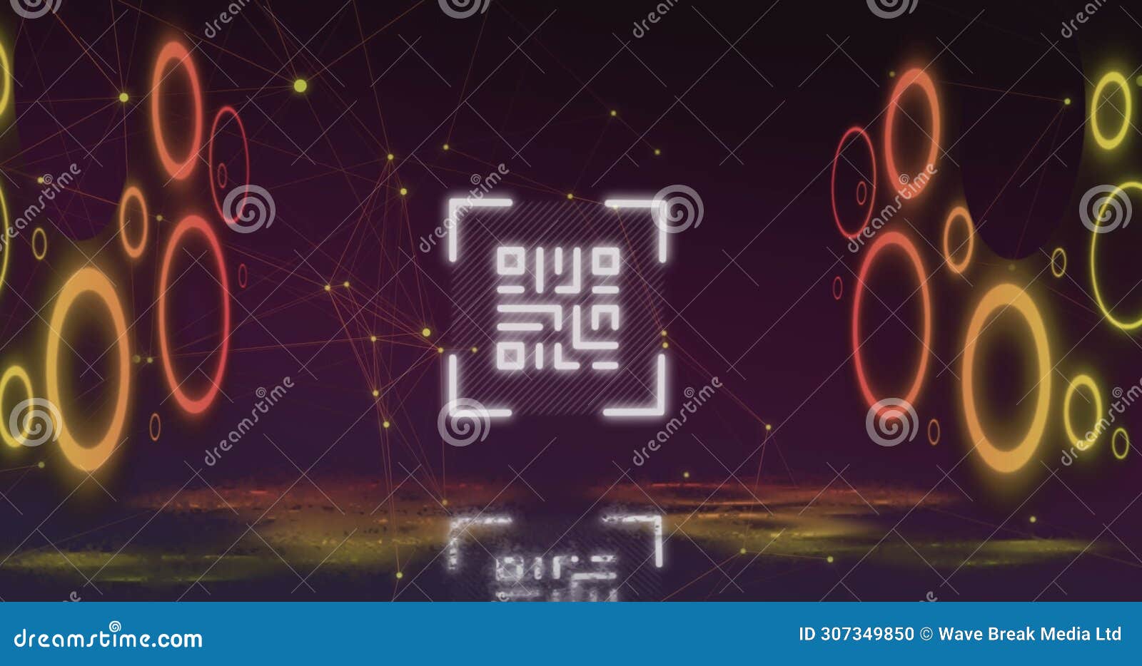 Digital Image of Qr Code Scanner Against Network of Connections on ...