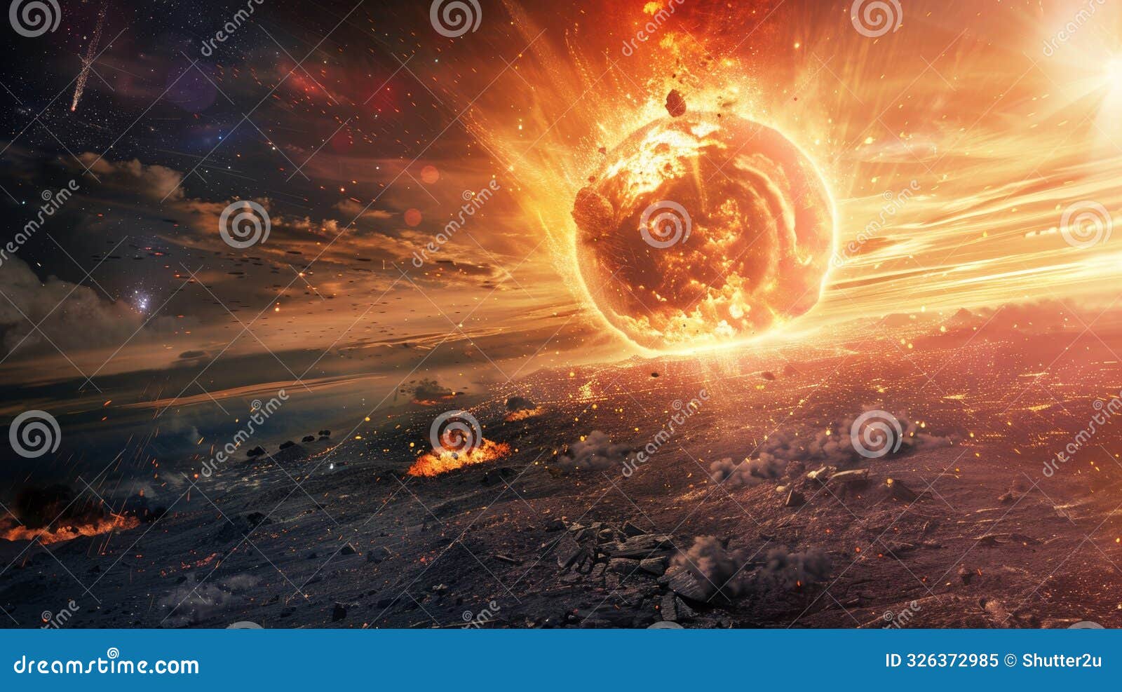 A Digital Image Representing the Destruction Caused by a Meteorite ...