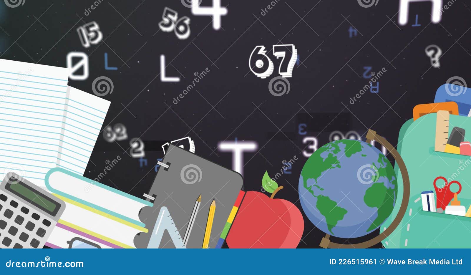 Digital Image of School Concept Icons Moving Against Multiple Changing ...