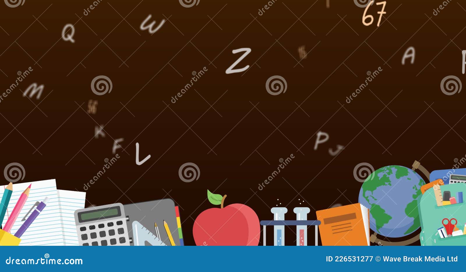 Digital Image of School Concept Icons Multiple Changing Numbers and ...