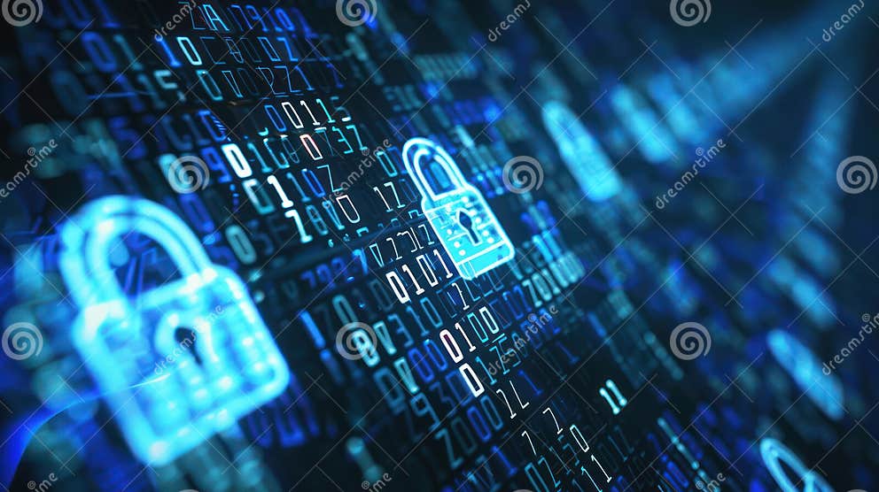Digital Image of a Secure File with Encryption Symbols Representing ...