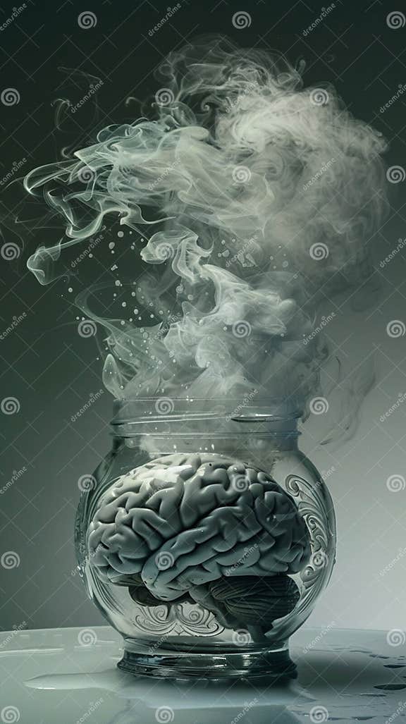 A Digital Image of a Smoking Brain in a Jar is Displayed Stock ...