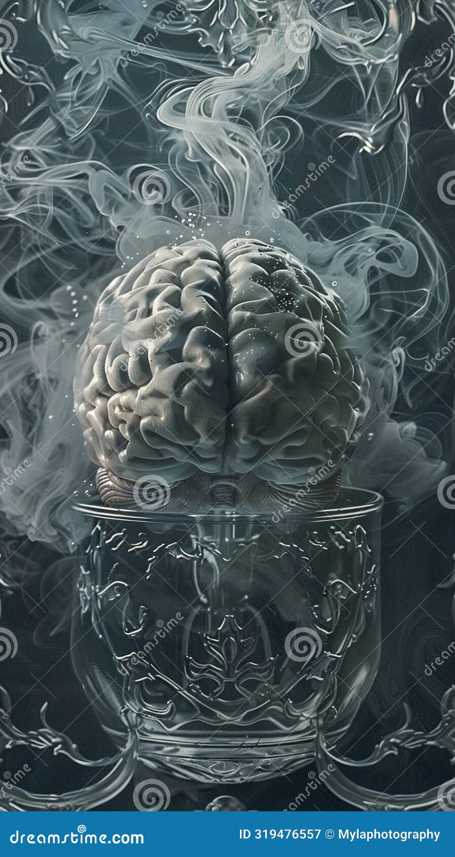 A Digital Image of a Smoking Brain in a Jar is Displayed Stock ...