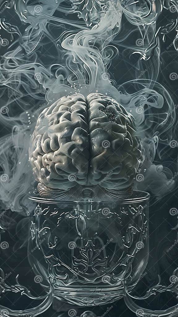 A Digital Image of a Smoking Brain in a Jar is Displayed Stock ...