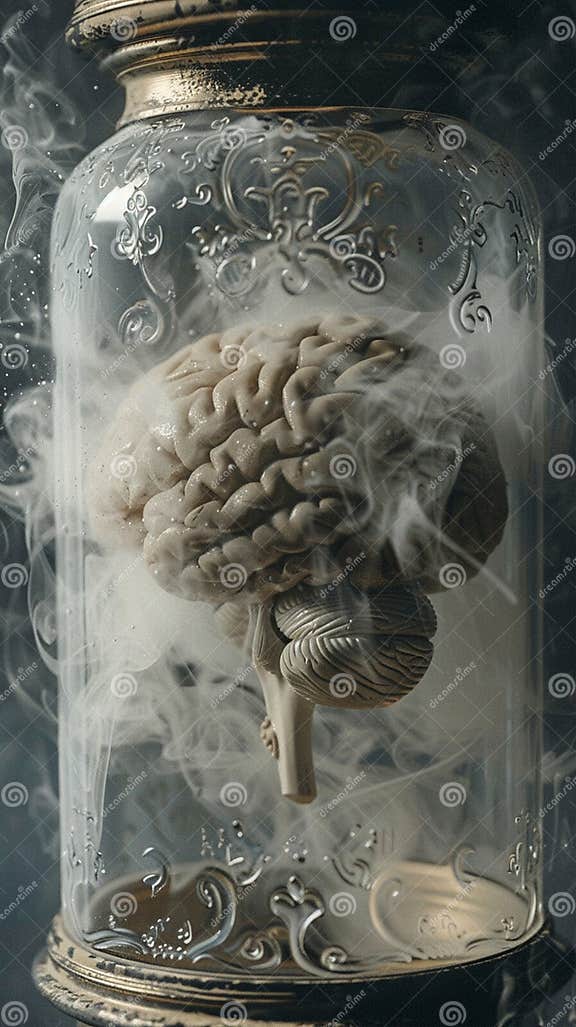 A Digital Image of a Smoking Brain in a Jar is Displayed Stock ...