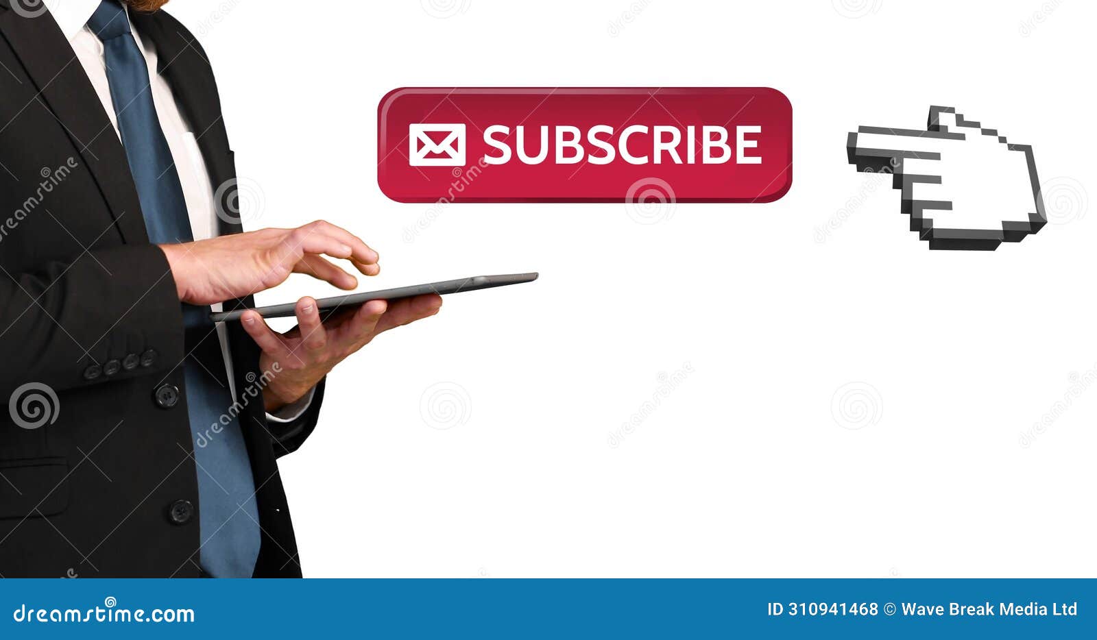 Digital Image of a Subscriber Button with a Hand Icon Pointing Towards ...