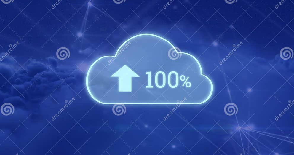Digital Image of Uploading in Digital Cloud and with an Abstract Cloud ...