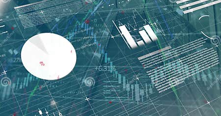 Digital Image of Various Charts Moving Over Grid Pattern and ...
