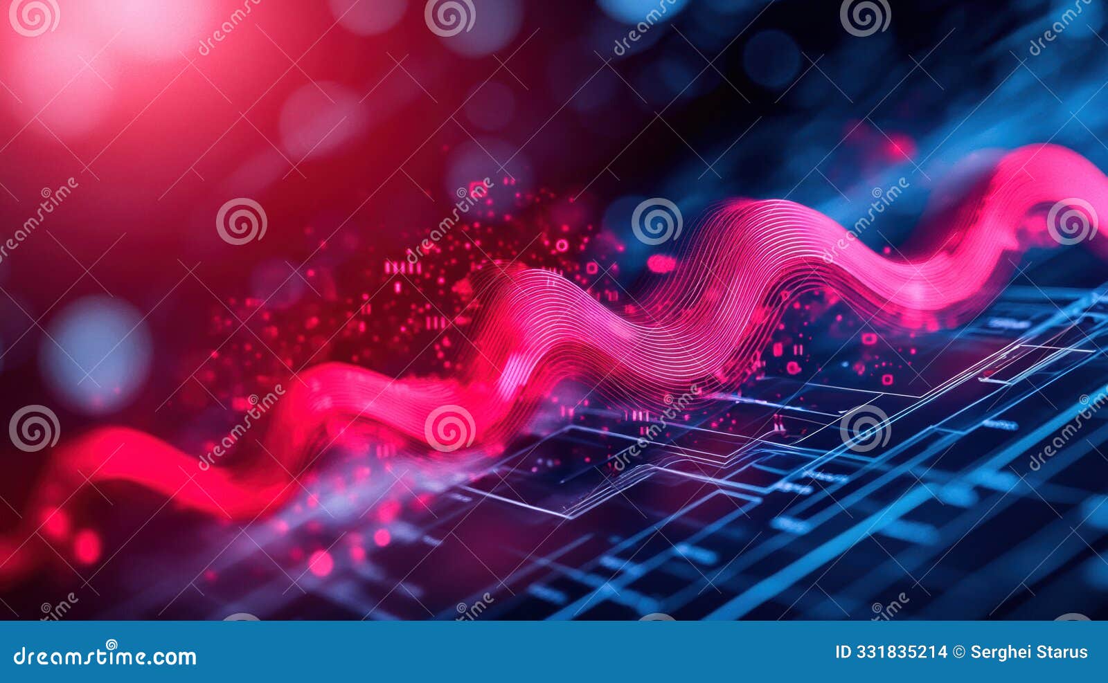 A Digital Image of a Waveform on Top of an Electronic Circuit Board, AI ...