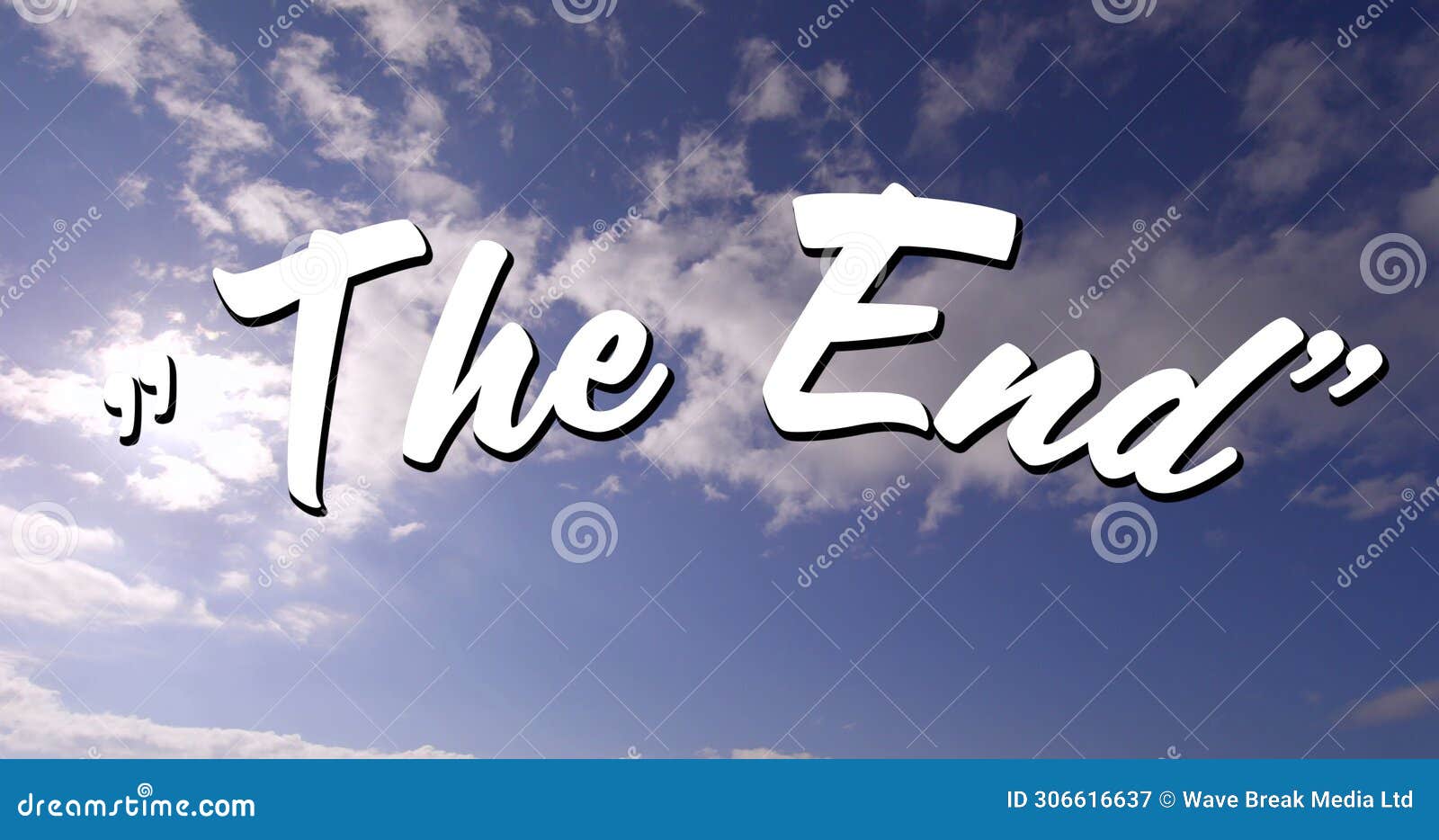 Digital Image of a White the End Sign Appearing in the Screen with a ...