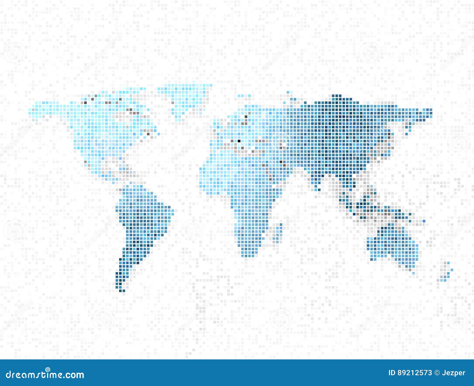 Pixel World - Dotted Map Blue Stock Illustration - Illustration of ...