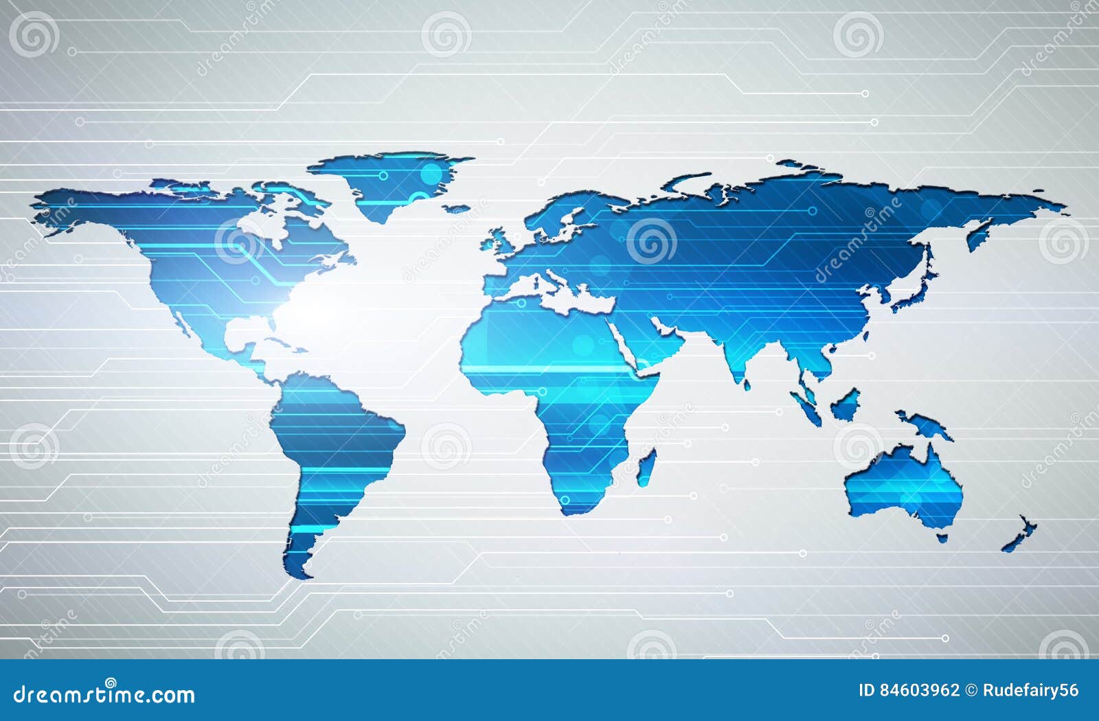 Digital Image World Map Technology Concept with Circuit Microchip Stock ...