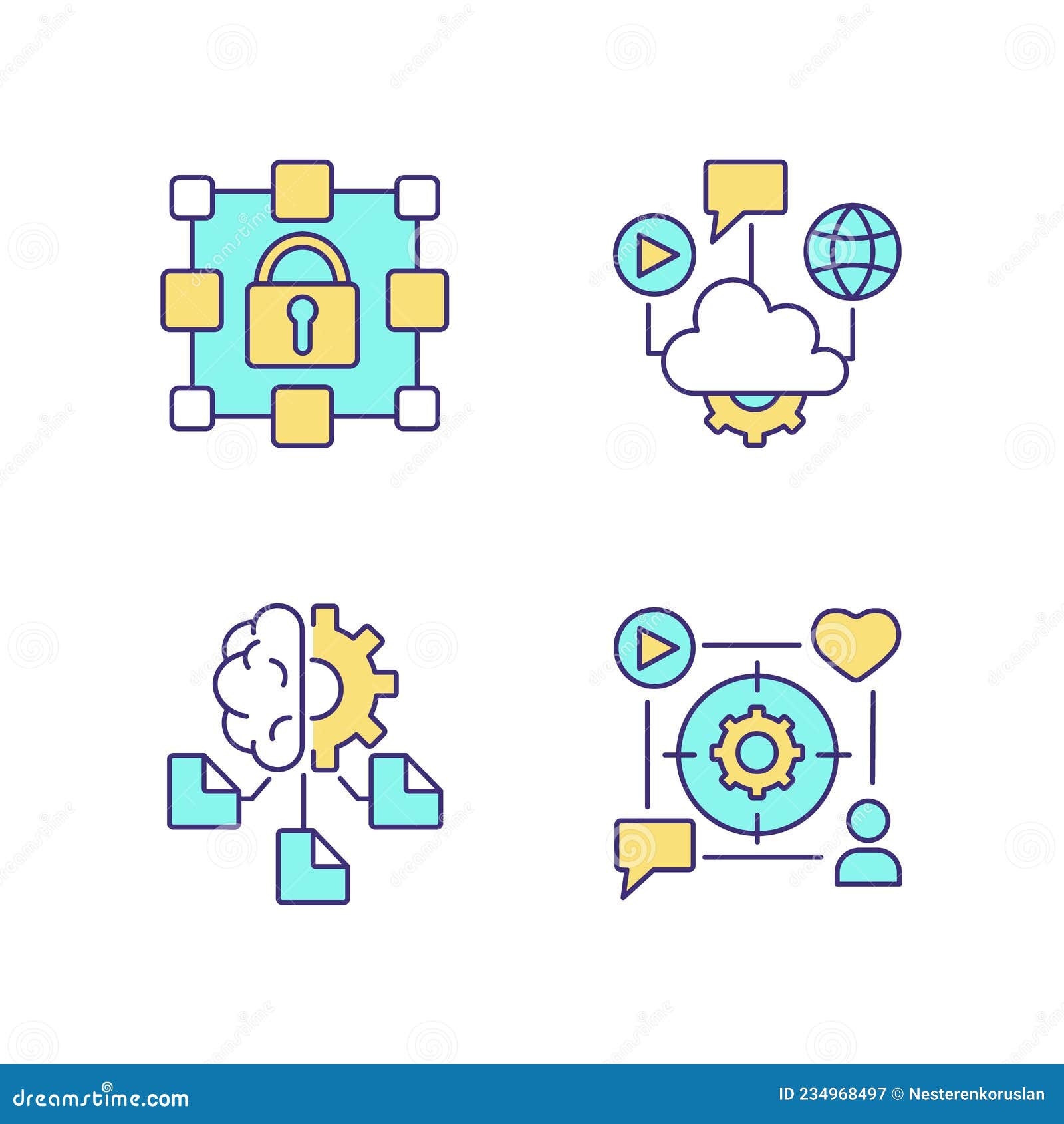 Digital Inclusion RGB Color Icons Set Stock Vector - Illustration of ...