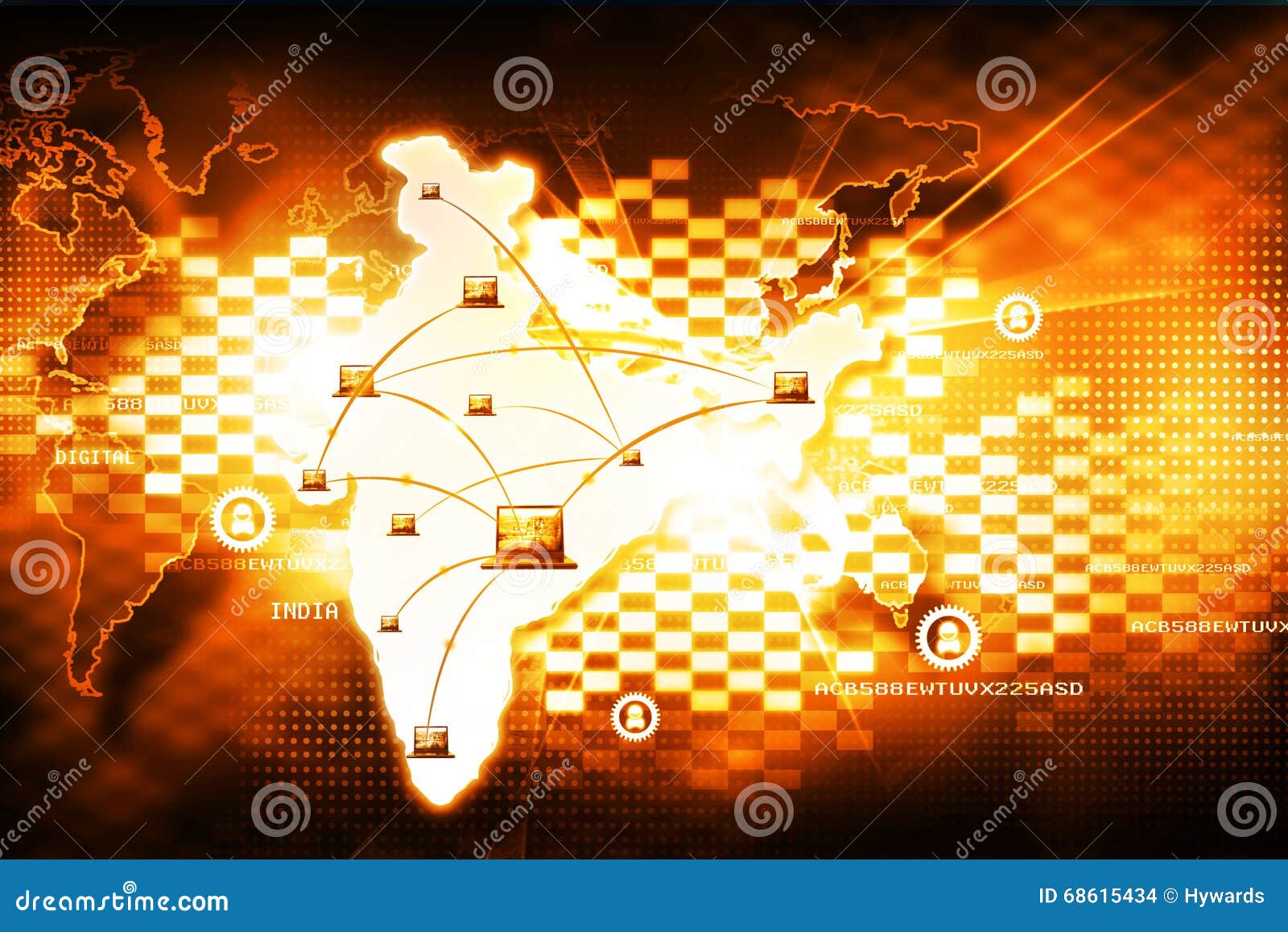 Digital India Internet Technology Stock Illustration - Illustration of ...