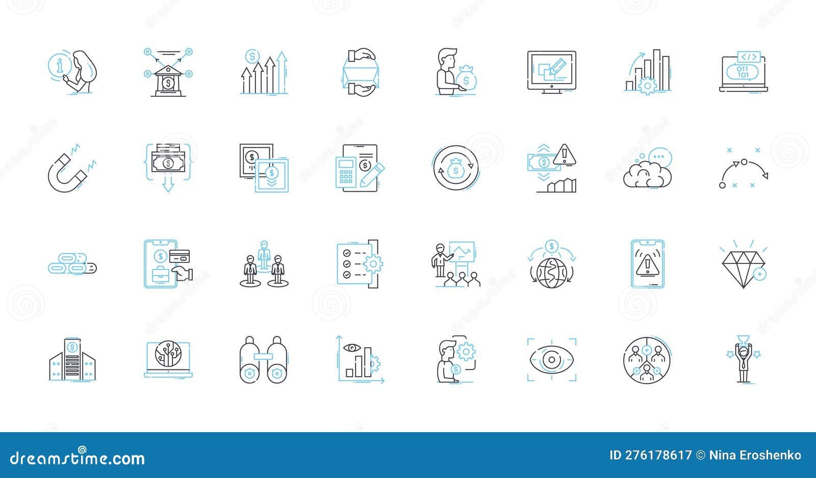 Digital Industry Linear Icons Set. Digitalization, Innovation, Transformation, Disruption ...