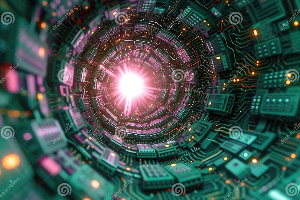 Digital Infinity: Exploring Cybernetic Vortex. Stock Illustration ...
